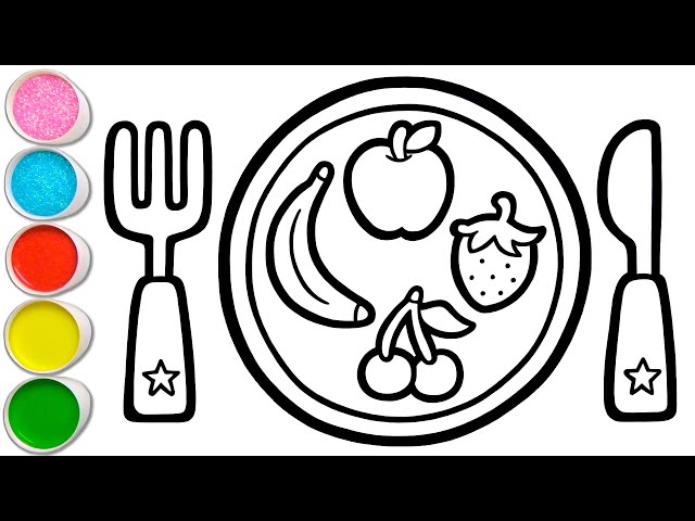 Menggambar, Melukis, Mewarnai Piring Buah untuk Anak & Balita | Cara ...