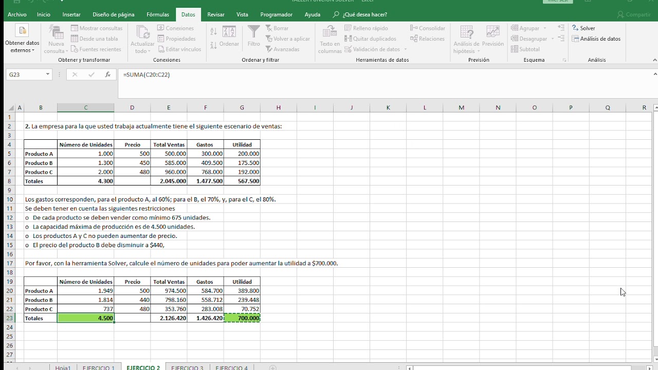 Función Solver y Buscar Objetivo - YouTube