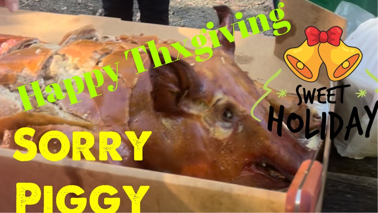 How to correctly chop up a Lechon. Thanksgiving Picnic. - YouTube