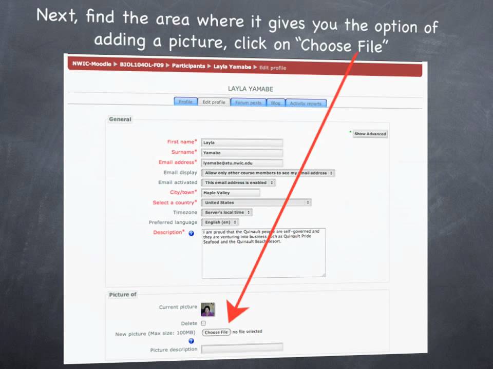 How to add a picture to your profile (in Moodle) - YouTube