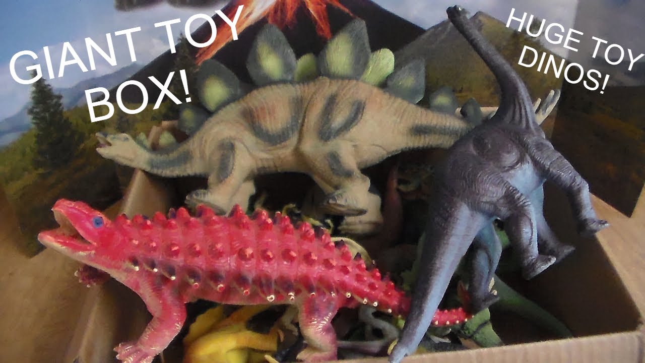 GIANT BOX OF TOY DINOSAURS!! Spinosaurus Stegosaurus TREX AND MORE ...