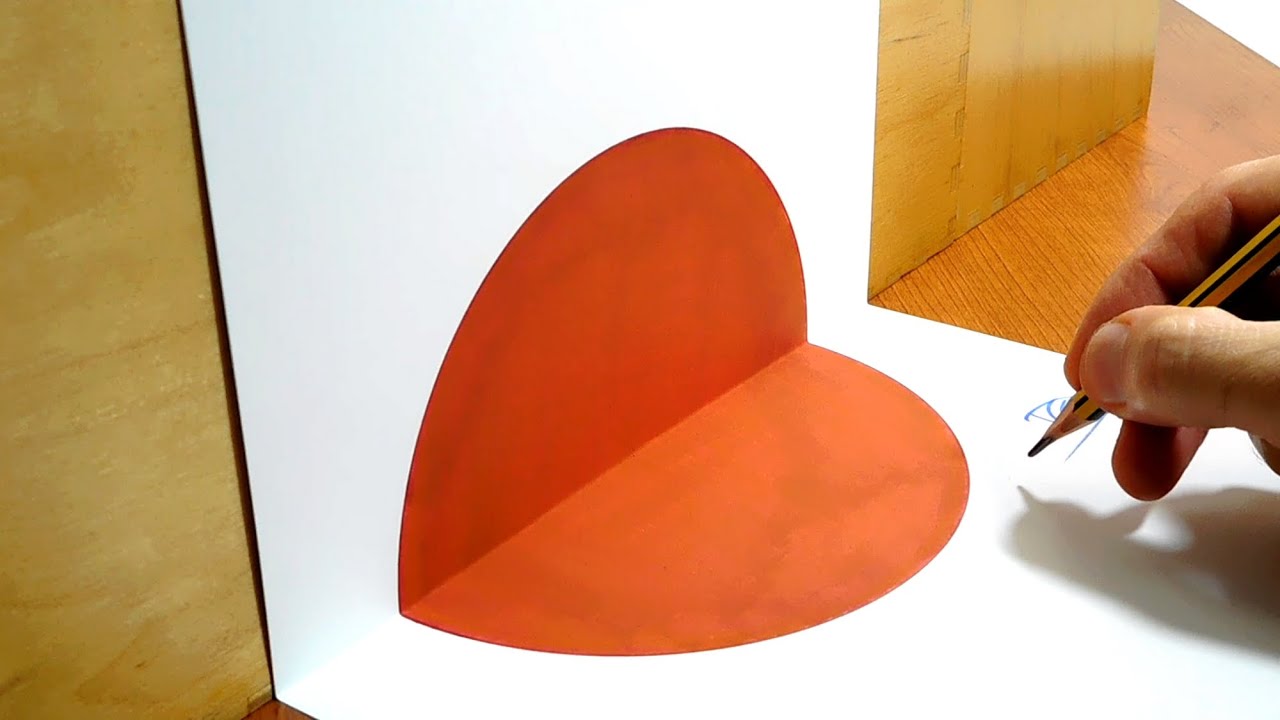 Draw a Simple Heart on Paper, Trick Art - YouTube