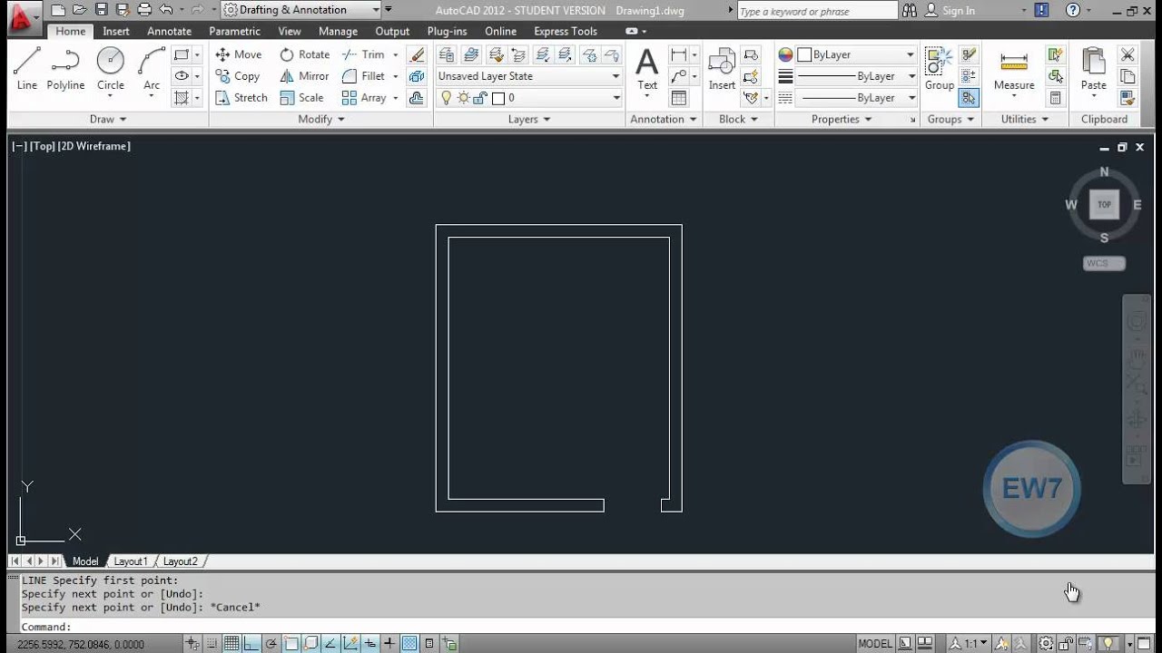 Criando uma Planta Baixa de um Quarto com portas e janelas no AutoCAD ...