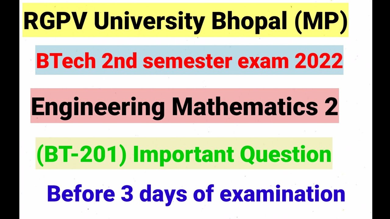 RGPV Engineering Mathematics 2 Important Question || RGPV BTech 2nd semester exam 2022 || RGPV ...
