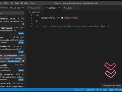 Auto complete not working for CSS on vs code - YouTube