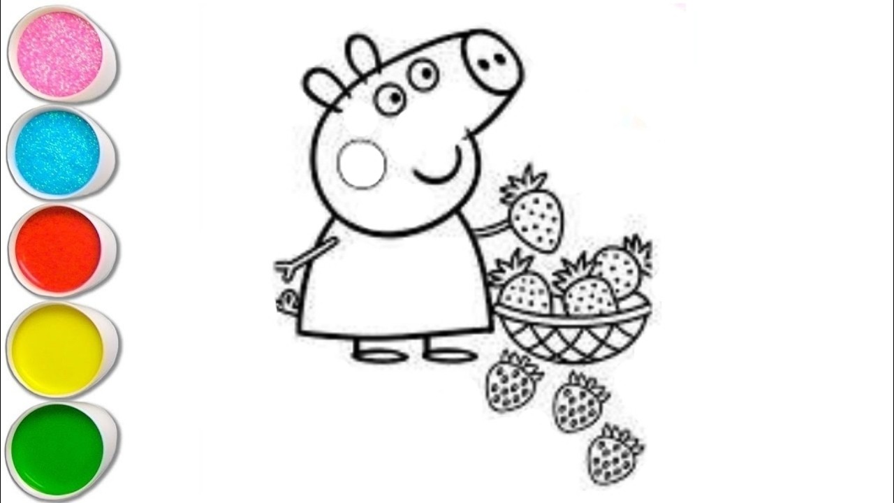 Cute Peppa Pig with Fruits Drawing for Kids, Painting & Coloring for ...