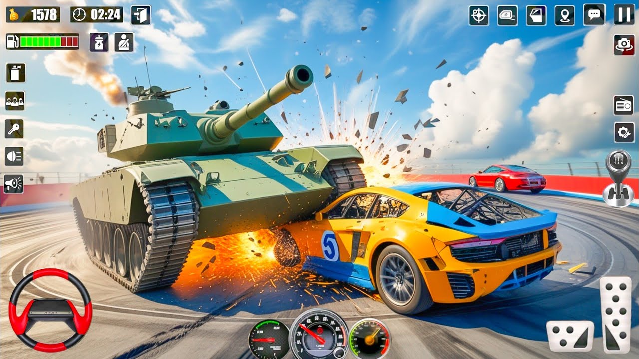 Whirlpool Military Tank Cars and Trucks Demolition Derby Battle Arena ...