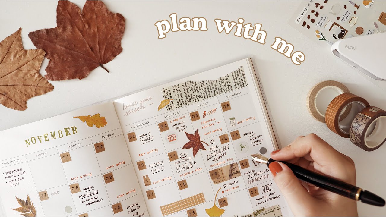 Plan with me 🍁 autumn theme + my sticker collection - YouTube