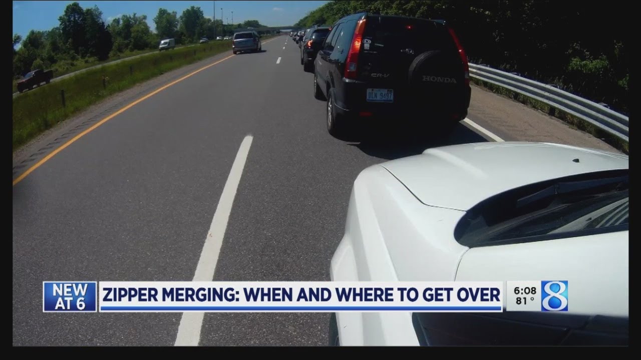 Zipper merging: when and where to get over - YouTube
