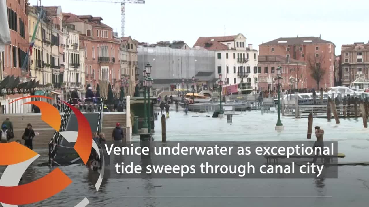 Venice underwater as exceptional tide sweeps through canal city - YouTube