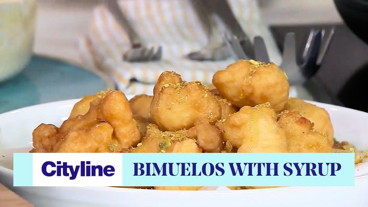 Bimuelos with rose water syrup - YouTube