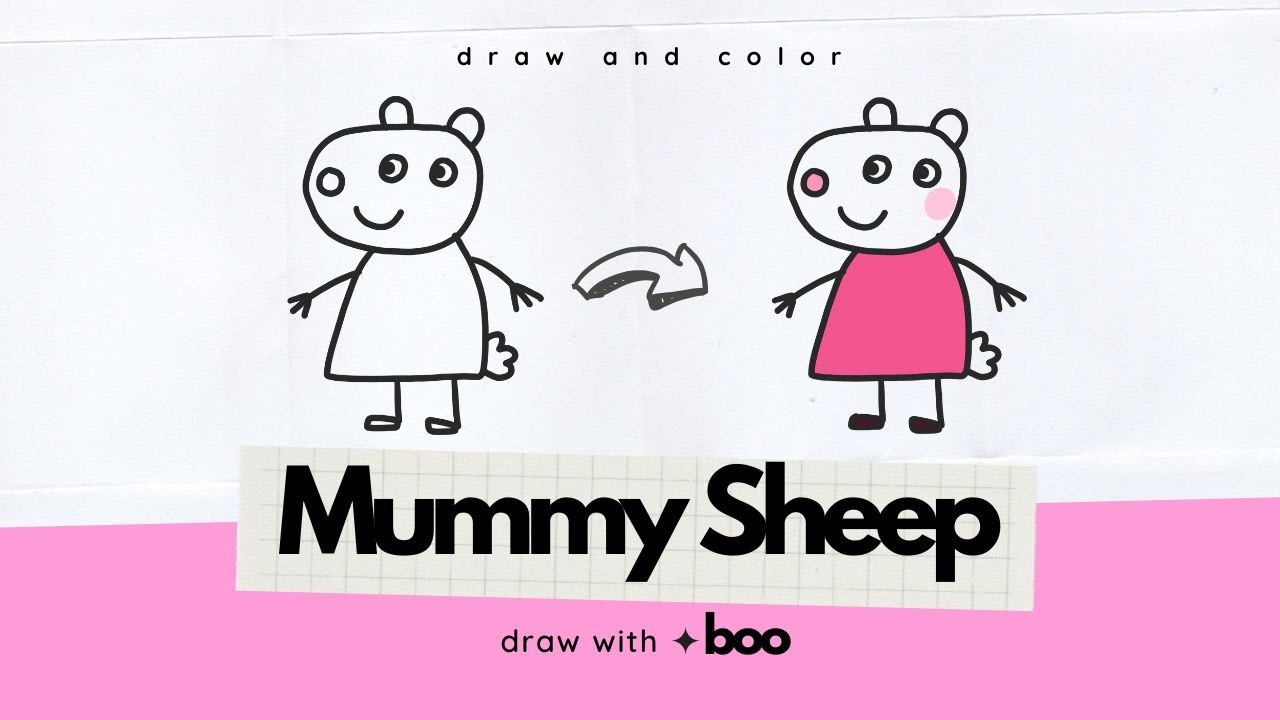 How to Draw and Color MUMMY SHEEP 🐑🩷Peppa Pig | Simple Drawing for Kids ...