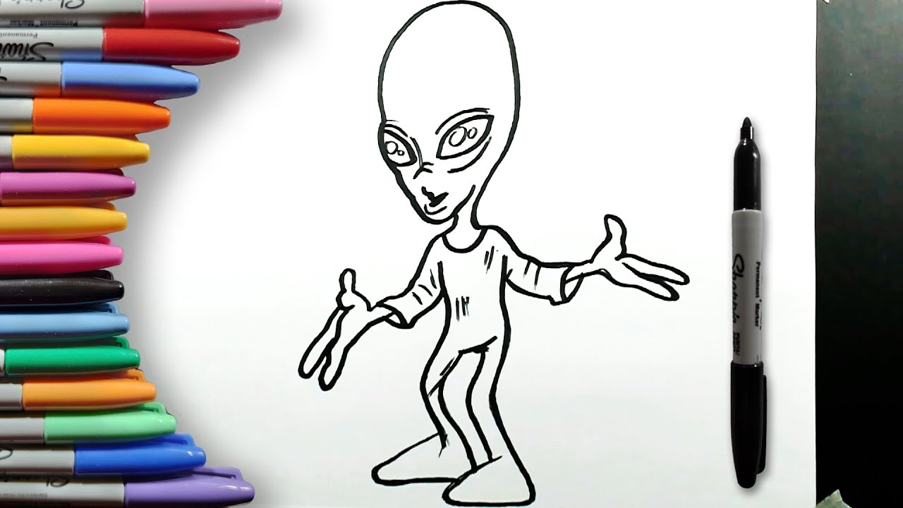 How to Draw an Alien with Colored Markers Step by Step Easy for ...