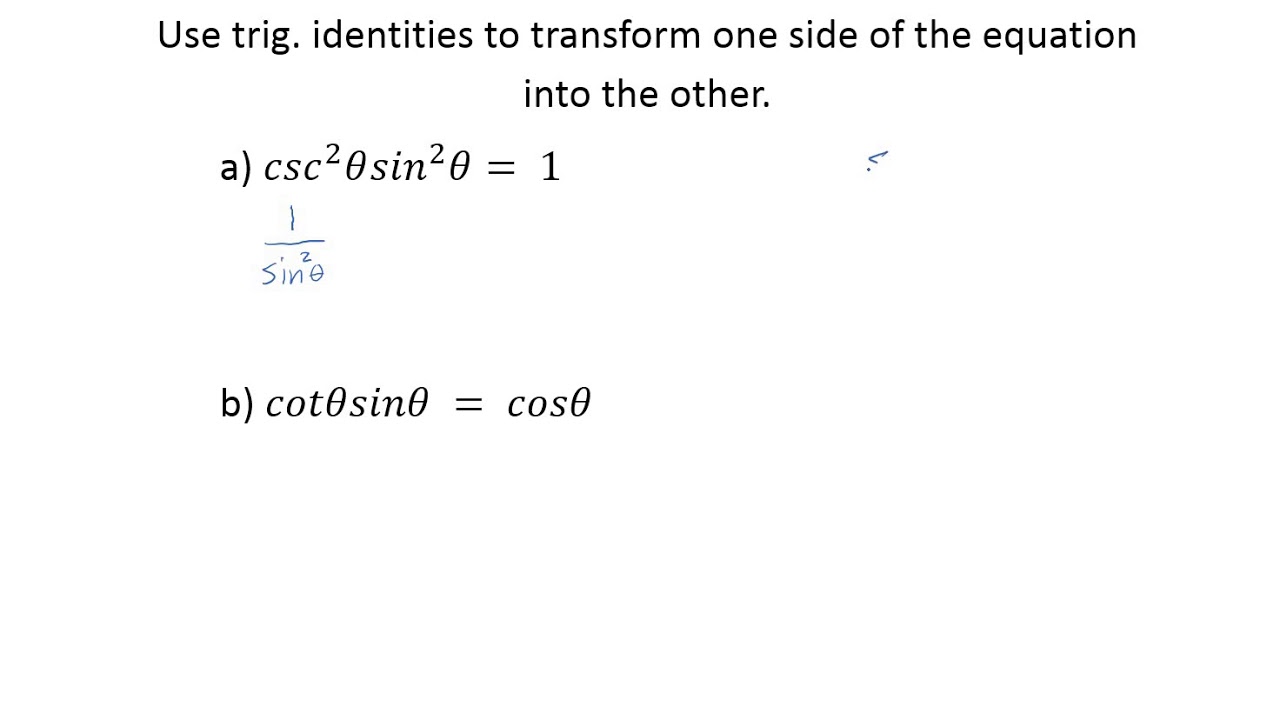 Trigonometry Fundamental Identities Example 2 - YouTube