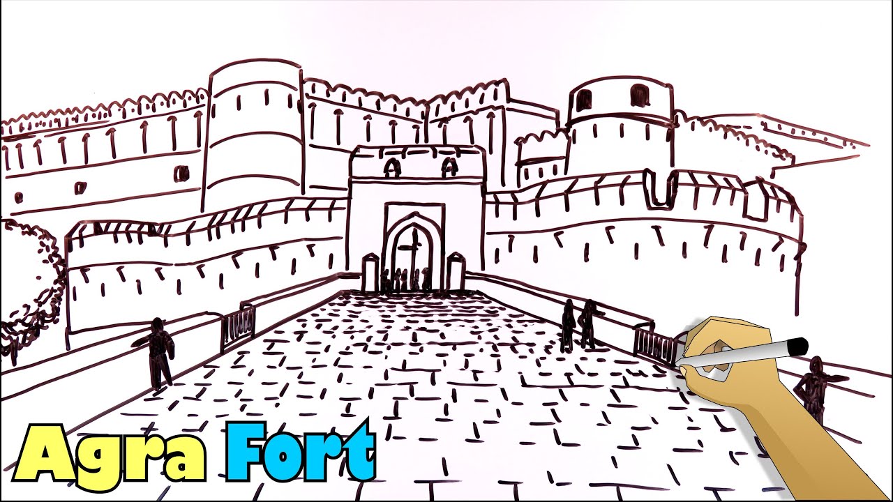 How to draw the Entry gates of the Agra Fort - YouTube