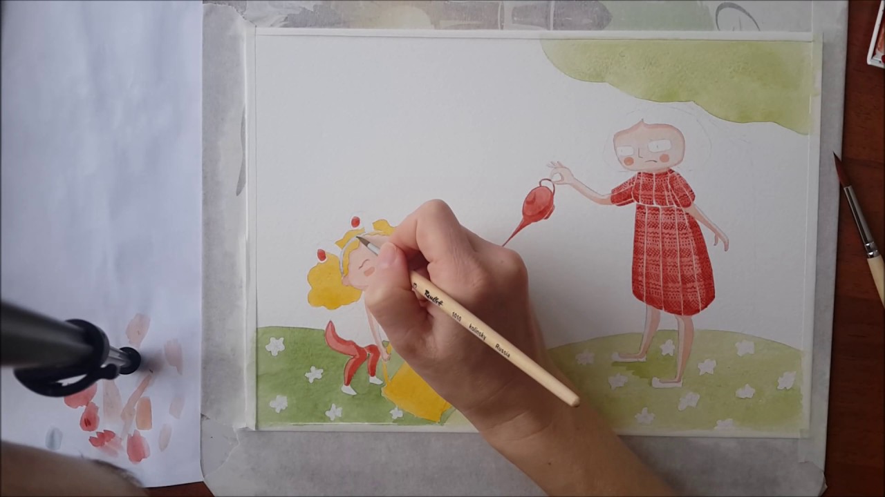 Drawing process: children book illustration - YouTube
