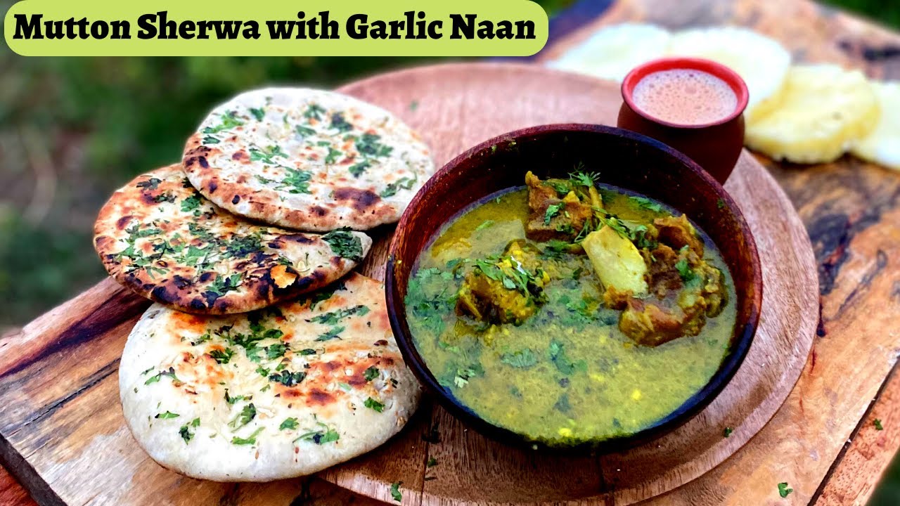 Mutton sherwa with Garlic naan | Mutton Marg | ASMR cooking # ...