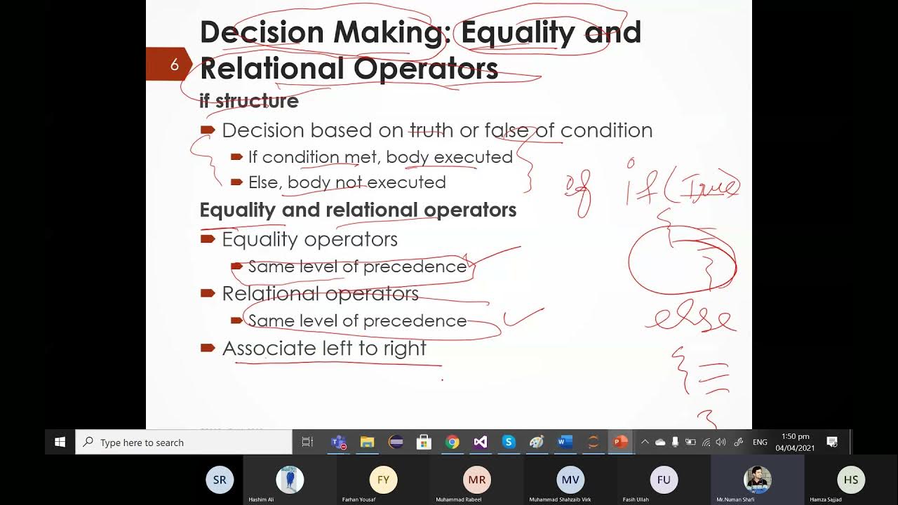 Control Structures, equality and relational operators, short circuit ...