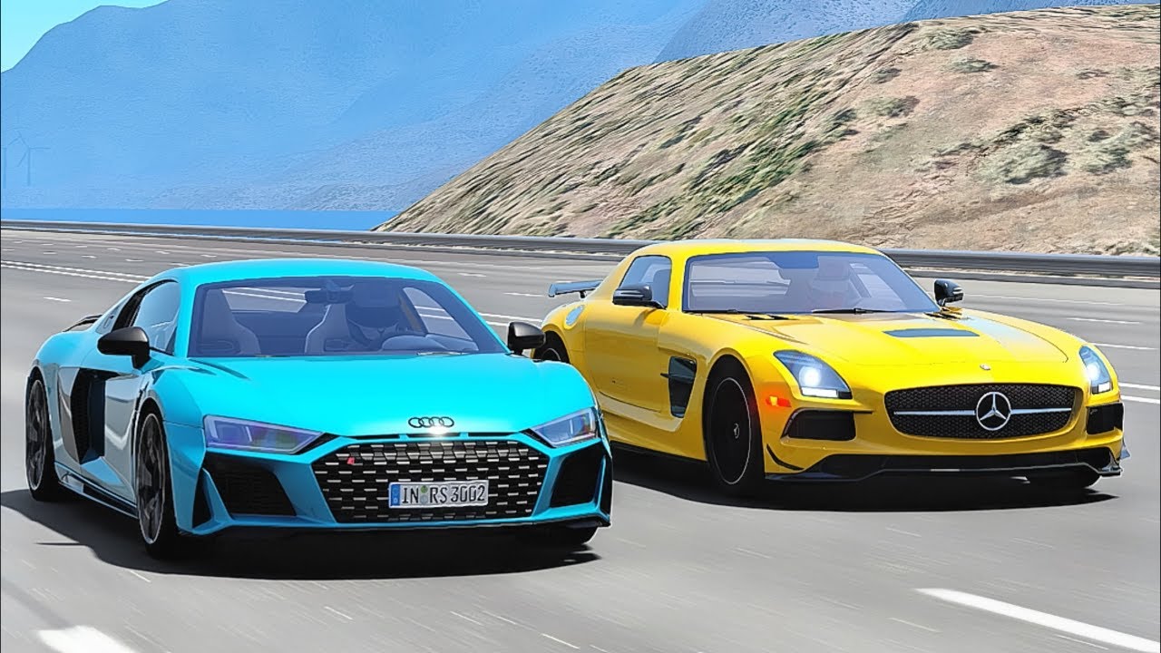 Mercedes-Benz SLS AMG Black Series Vs Audi R8 v10 Plus | 20KM Drag Race ...