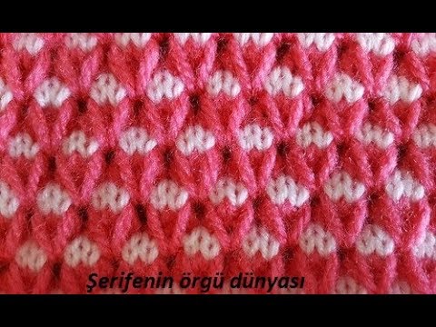 İki Renkli Zümrüt Taşı Örgü Modeli