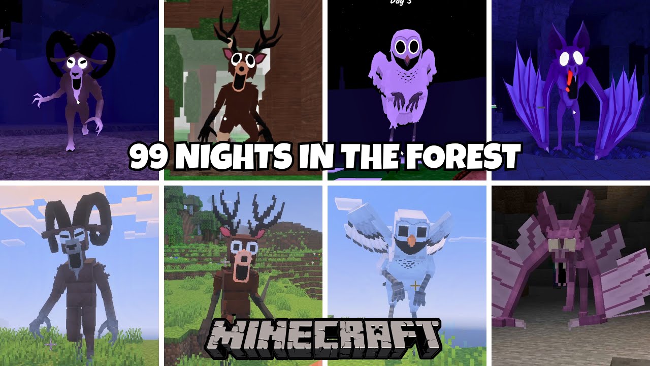 Orignal vs Minecraft All Jumpscares - 99 Nights in The Forest - YouTube