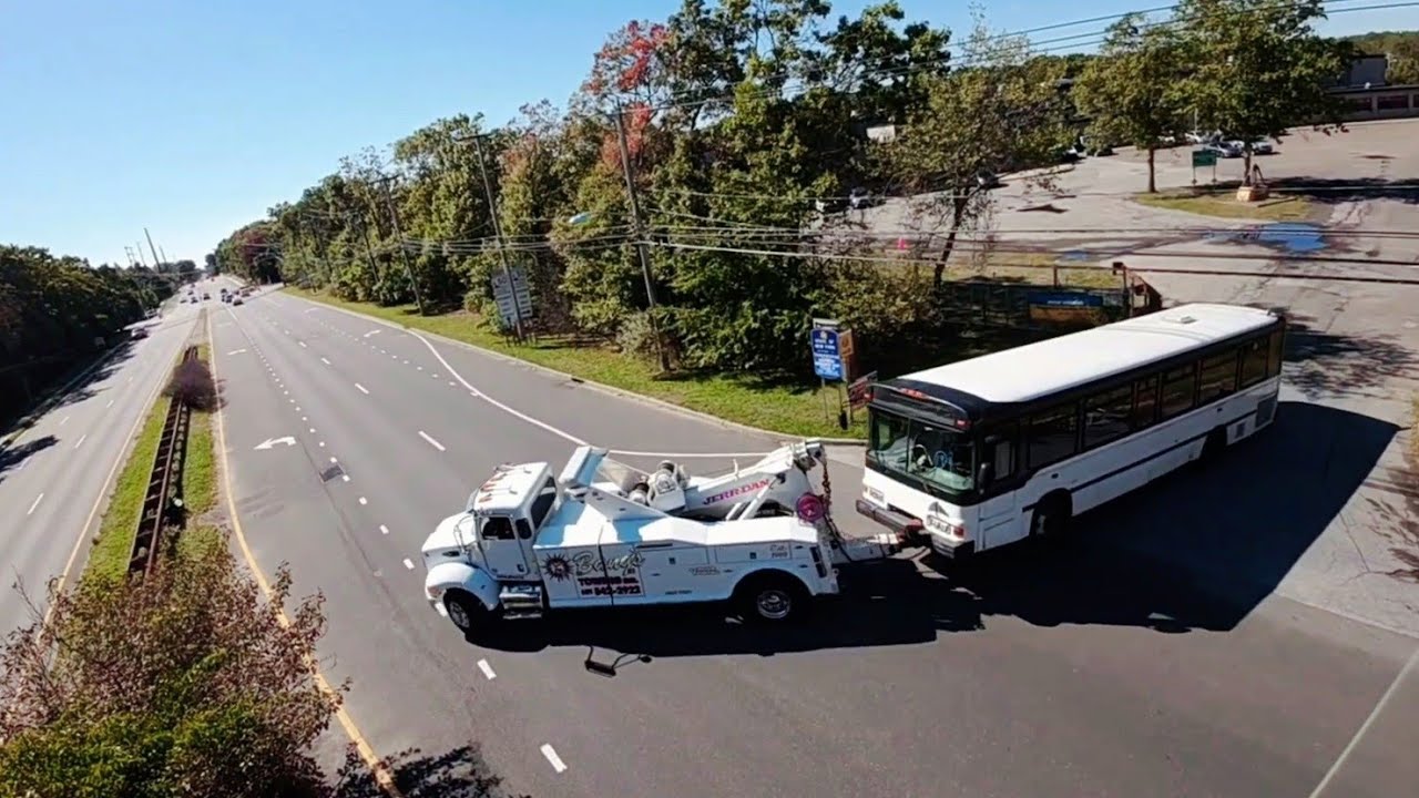 Blue Bird passenger bus, front tow, air Breaks release - YouTube