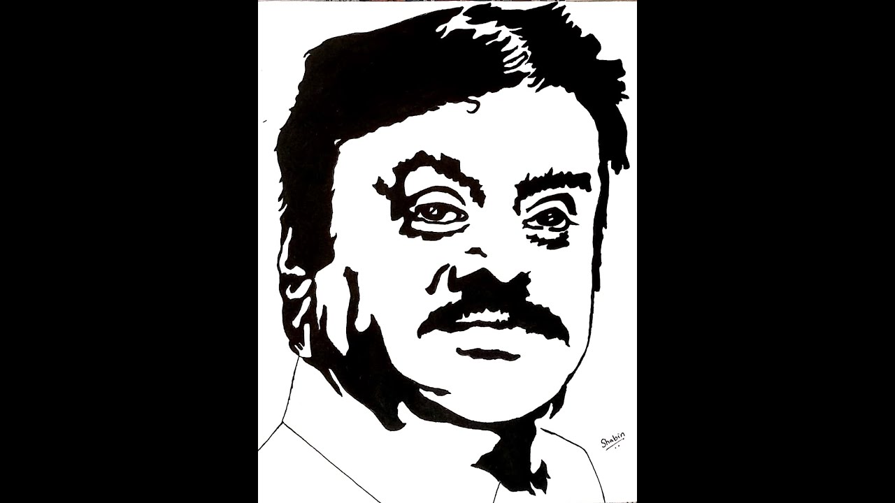 Sketching Captain Vijayakanth on his birthday | Sketch by Shabin - YouTube