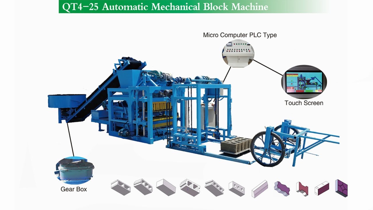 QT4-25 automatic mechanical block machine for hollow solid paver block ...