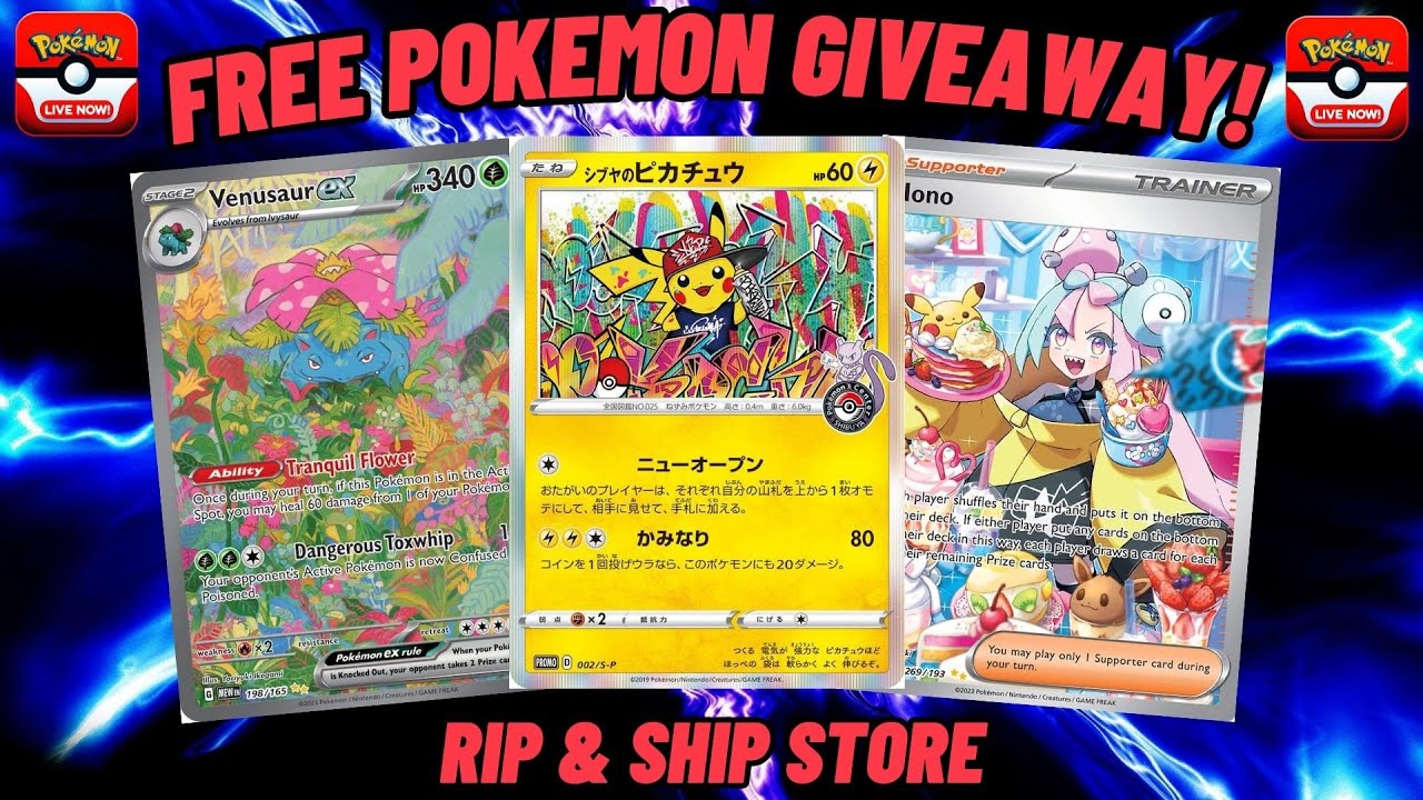 🔴Live - Free Giveaways! Pokémon Cards & Rip & Ship Store! - YouTube