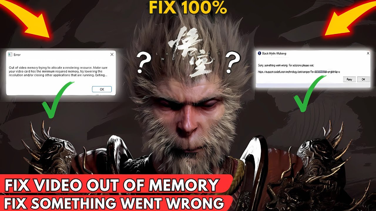 How to Fix Black Myth Wukong out of video memory error on pc || Fix Something went wrong error ...