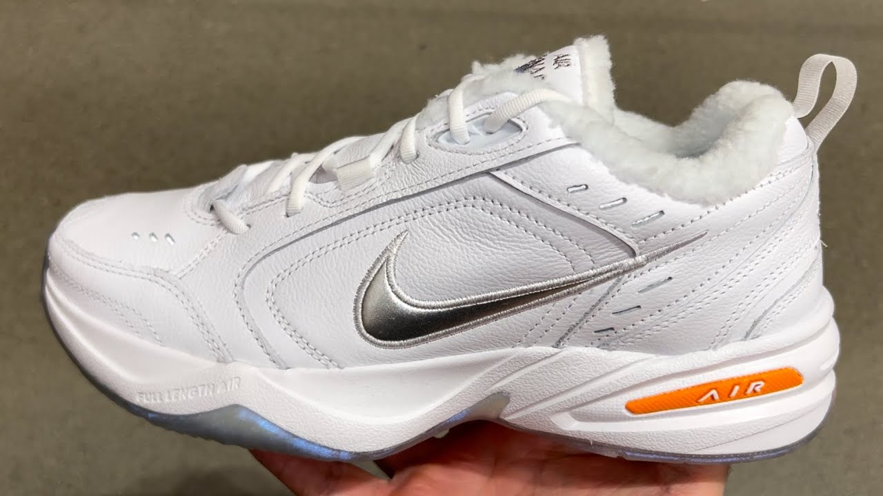 Nike Air Monarch IV Snow Day White Training Shoes - YouTube