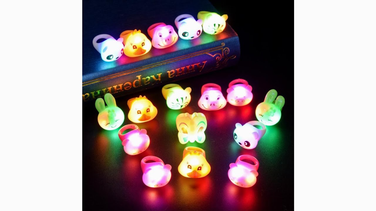 Cartoon Animal Glow in Dark LED Light Up Ring Kids Children Toy Party ...