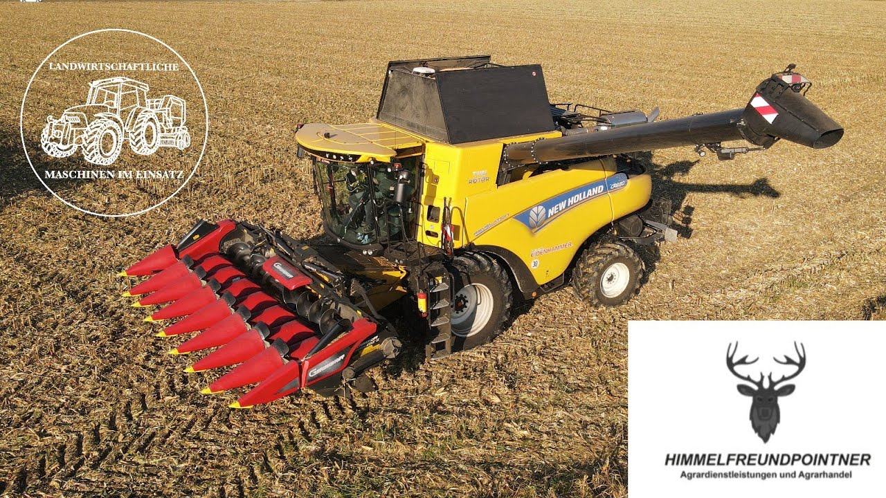Maisernte mit einem New Holland Mähdrescher | Geringhoff Maispflücker ...