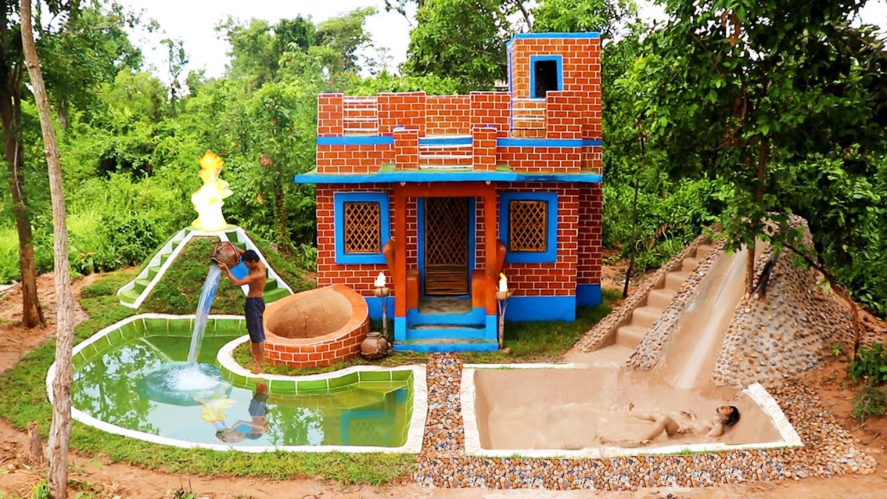 Build Mud Pool Architecture Design & Swimming Pool With Land Slide ...