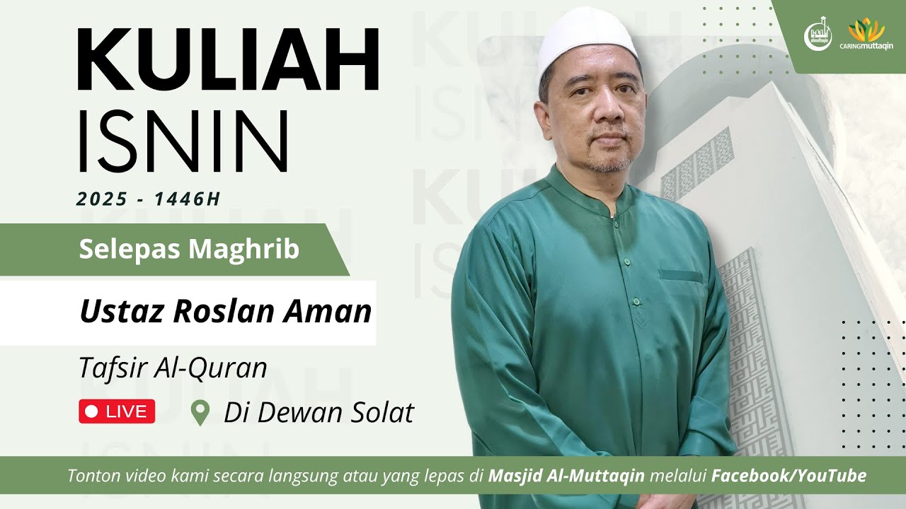 KULIAH MAGHRIB - USTAZ ROSLAN AMAN - YouTube