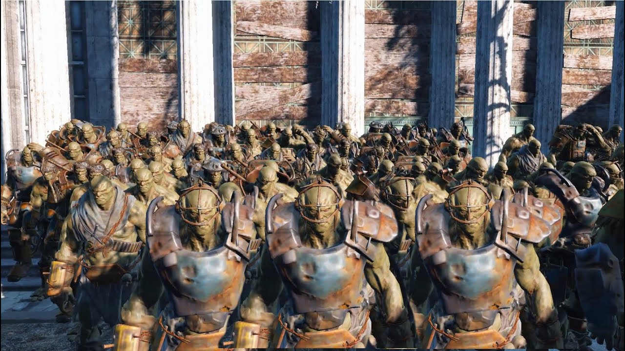 Fallout 4 Massive Battle - 100 Super Mutants Vs. 60 BoS Knights - YouTube