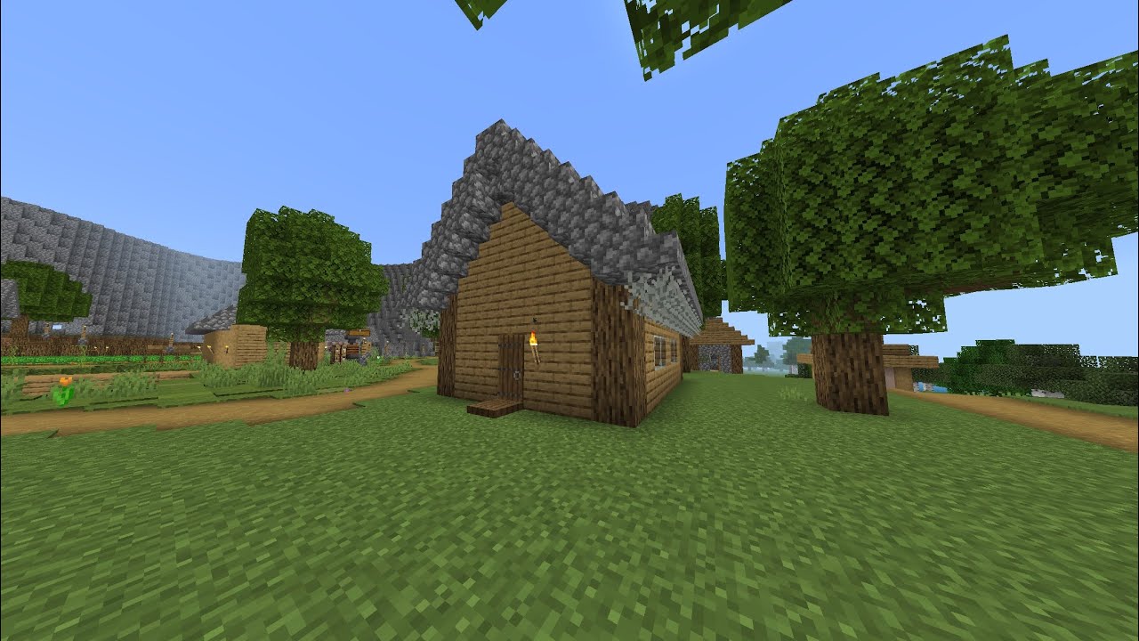 Adding pale moss vines to the houses in my main village in my survival ...