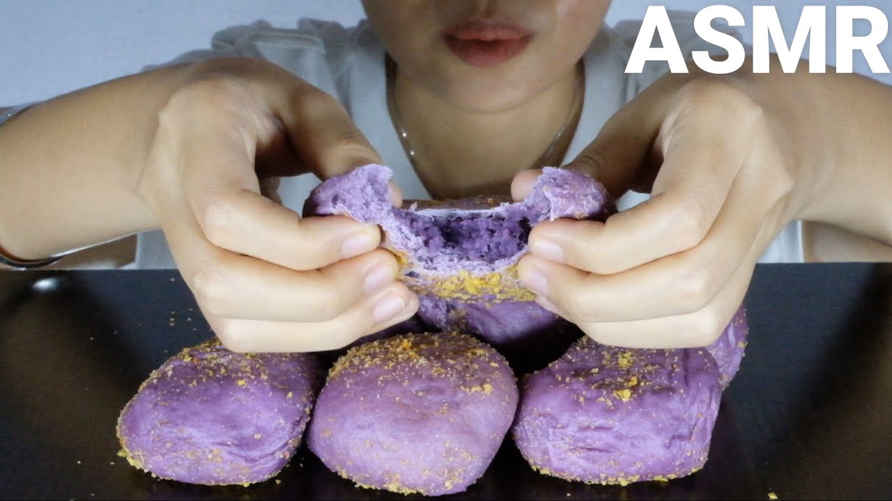 ASMR Ube Cheese Pandesal - Eating Sounds, No Talking | Ynah ASMR - YouTube