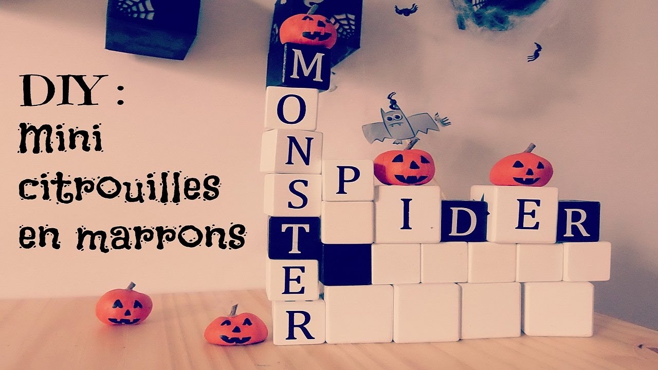 Fabriquer des mini citrouilles d' Halloween avec des marrons - YouTube