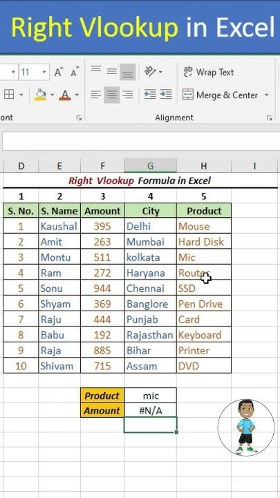 Excel Job Interview Questions Right Vlookup Formula In Excel Excel Exceltips Exceltutorial 