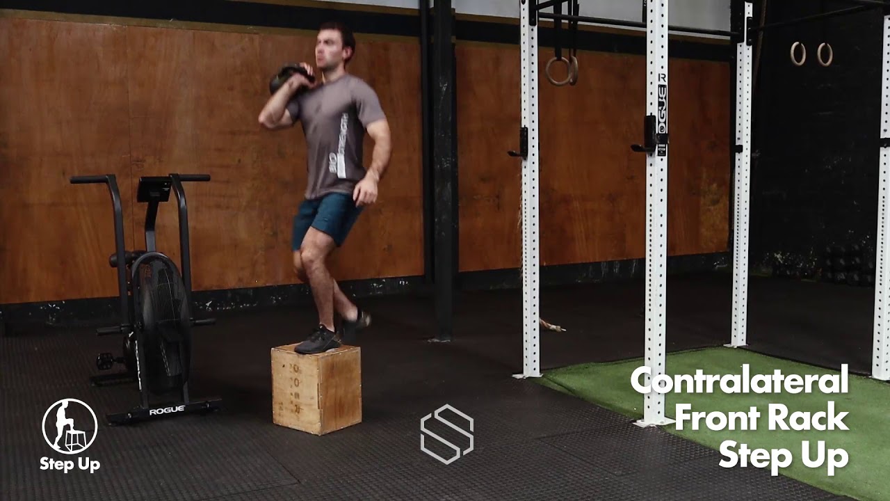 Contralateral Front Rack Step Up - YouTube