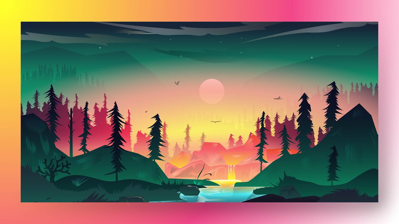 Illustrator Tutorials | Fantasy Landscape Illustration digital drawing ...