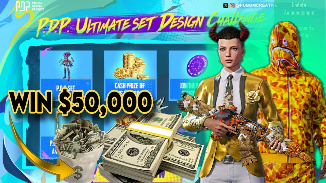 WIN $ 50,000 DOLLARS CASH PRIZE FROM PUBGM | P.D.P ULTIMATE SET DESIGN ...