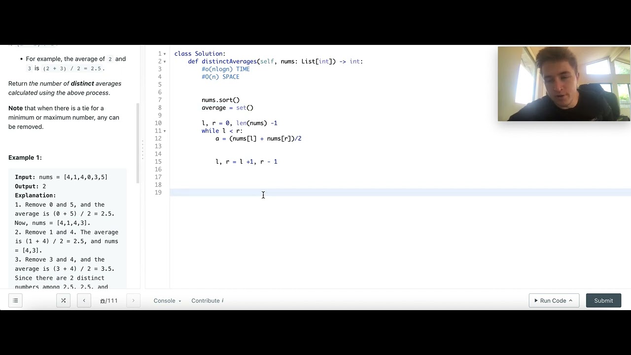 Leetcode 2465 Number Of Distinct Averages Youtube 1752