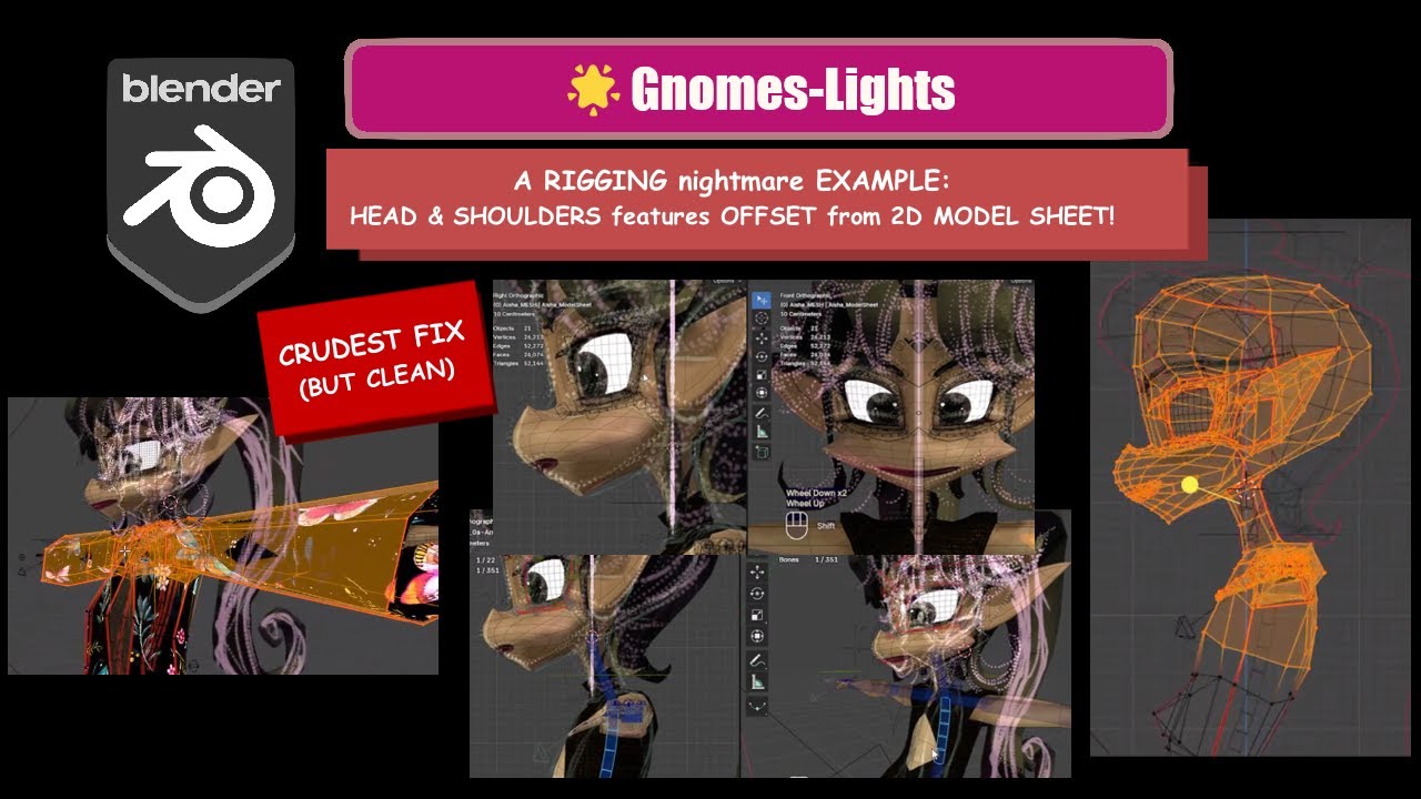 🌟Gnomes-Lights ~ Rigging Nightmare!! Unmatching 2D Model Sheet & 3D ...