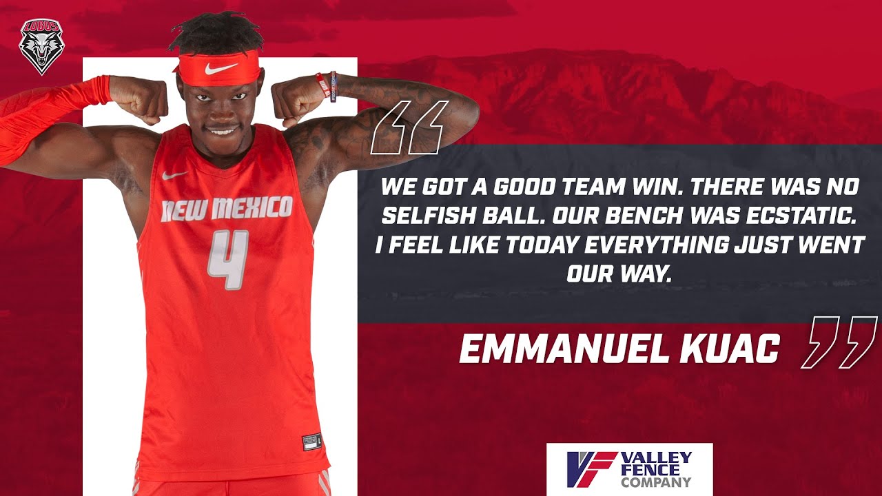 UNM MBB vs. Air Force Postgame - Emmanuel Kuac (2/22/21) - YouTube
