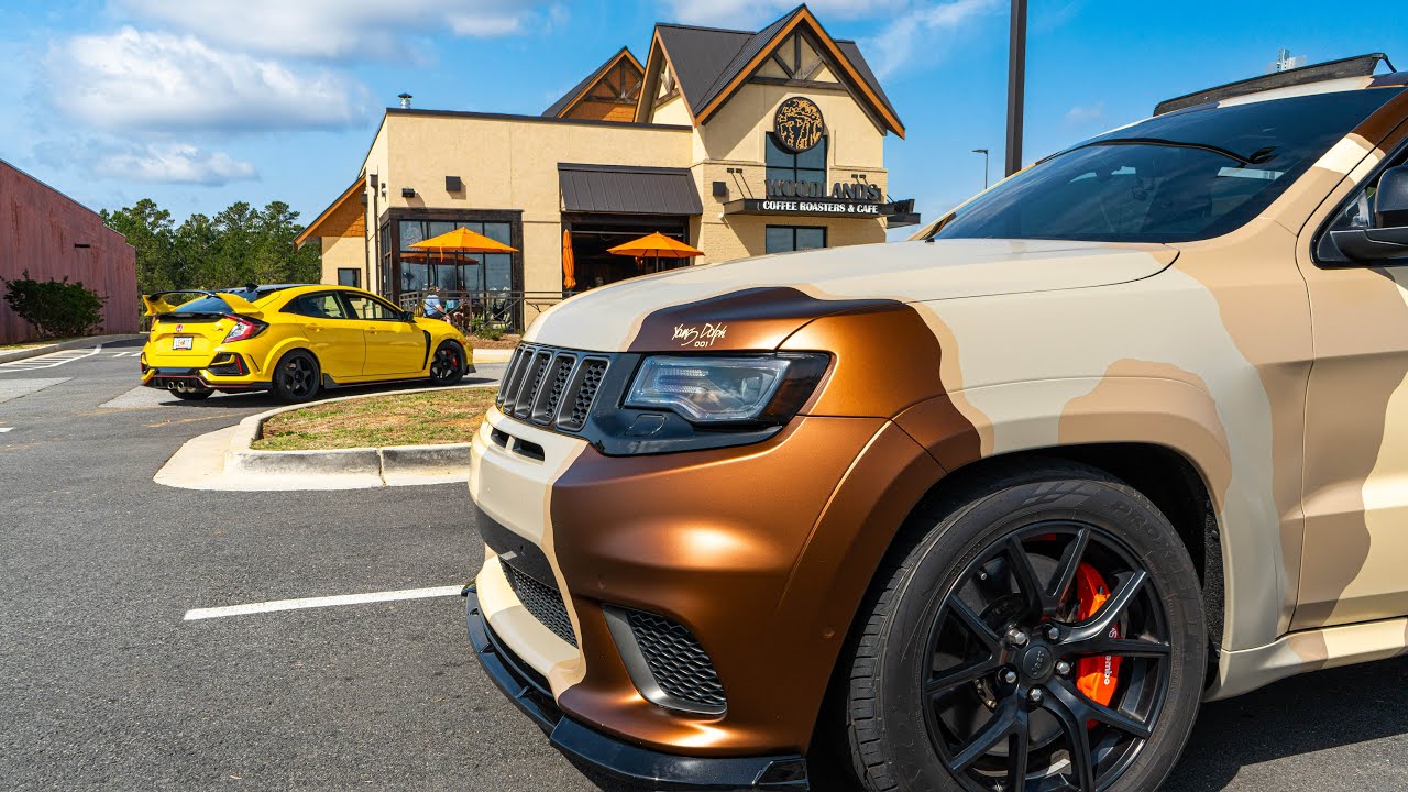 Took My Young Dolph Camo Trackhawk to Cars & Coffee - YouTube
