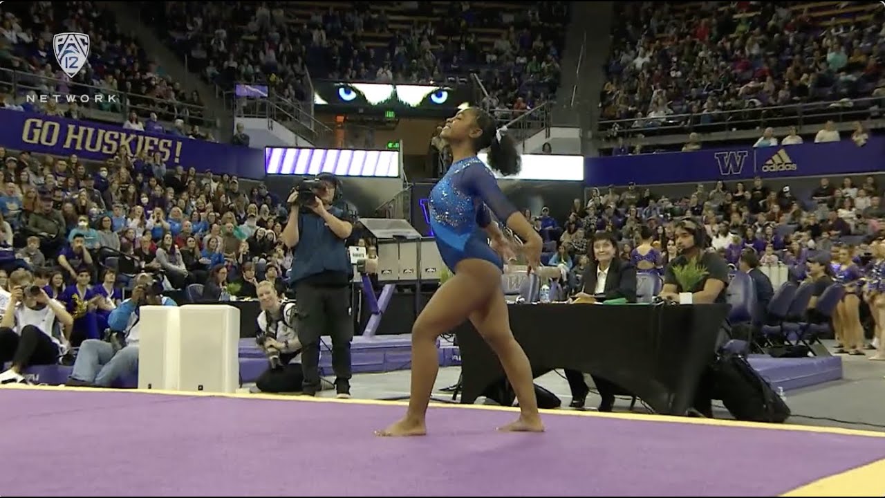 UCLA’s Selena Harris performs 9.925 floor routine at Washington | Pac ...