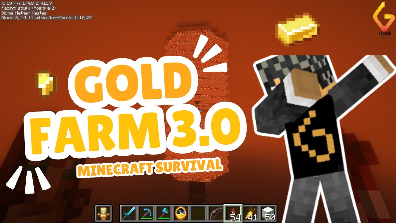 MINECRAFT SURVIVAL : GOLD FARM 3.0 - YouTube