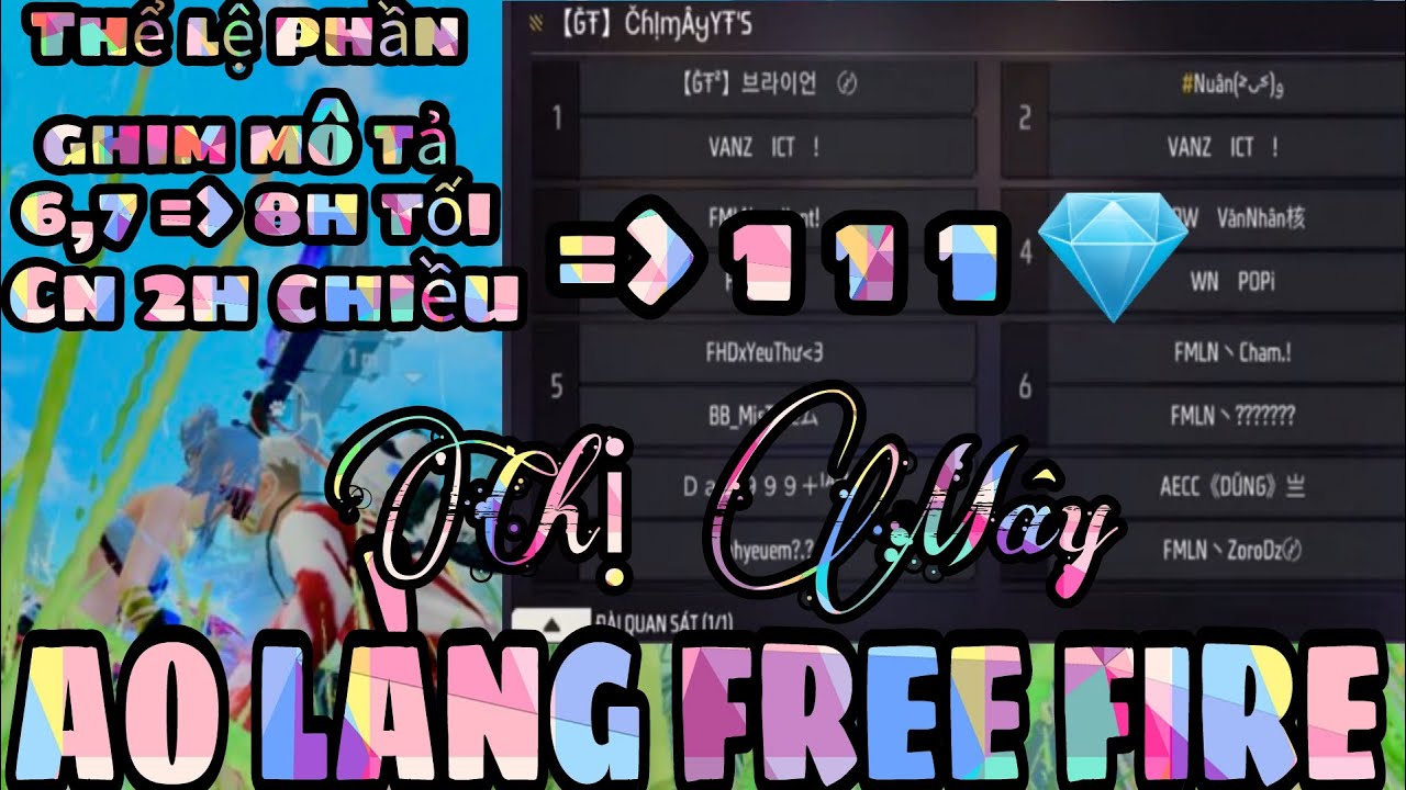 AO LÀNG FREE FIRE 17/12 , TRAO GIẢI thẻ Garena hoặc Momo . TRỰC TIẾP ...